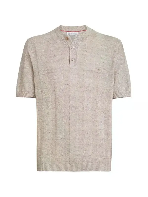 Brunello Cucinelli Ribbed Henley Collar T-shirt