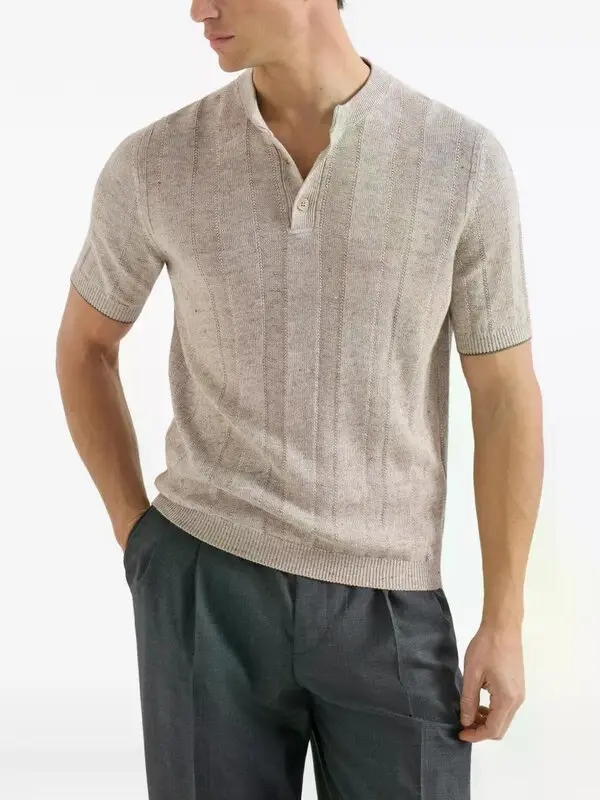 Brunello Cucinelli Ribbed Henley Collar T-shirt