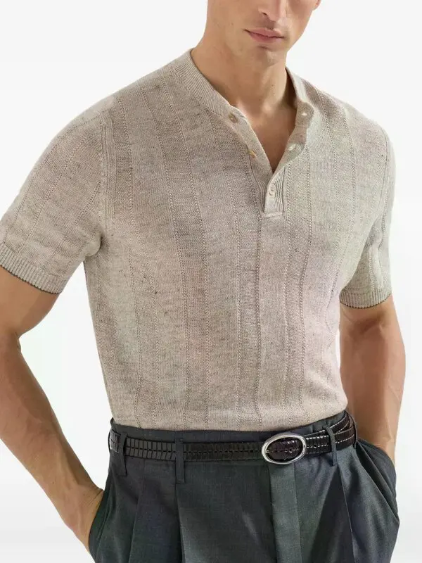 Brunello Cucinelli Ribbed Henley Collar T-shirt