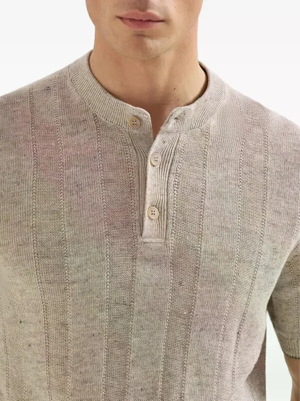 Brunello Cucinelli Ribbed Henley Collar T-shirt
