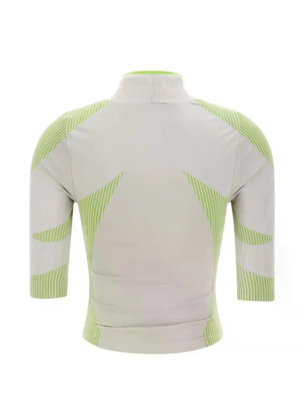 Casablanca Half-zip Logo Detail Ribbed Top - Neutrals