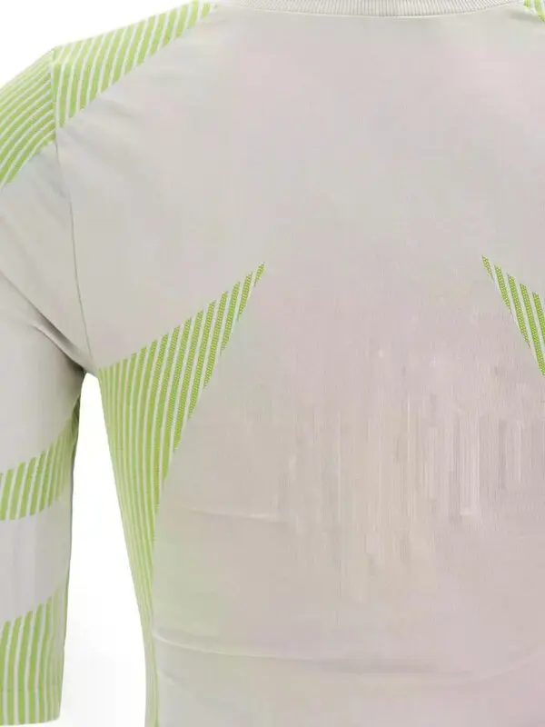 Casablanca Half-zip Logo Detail Ribbed Top - Neutrals