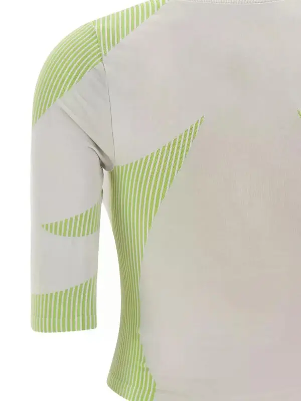 Casablanca Half-zip Logo Detail Ribbed Top - Neutrals