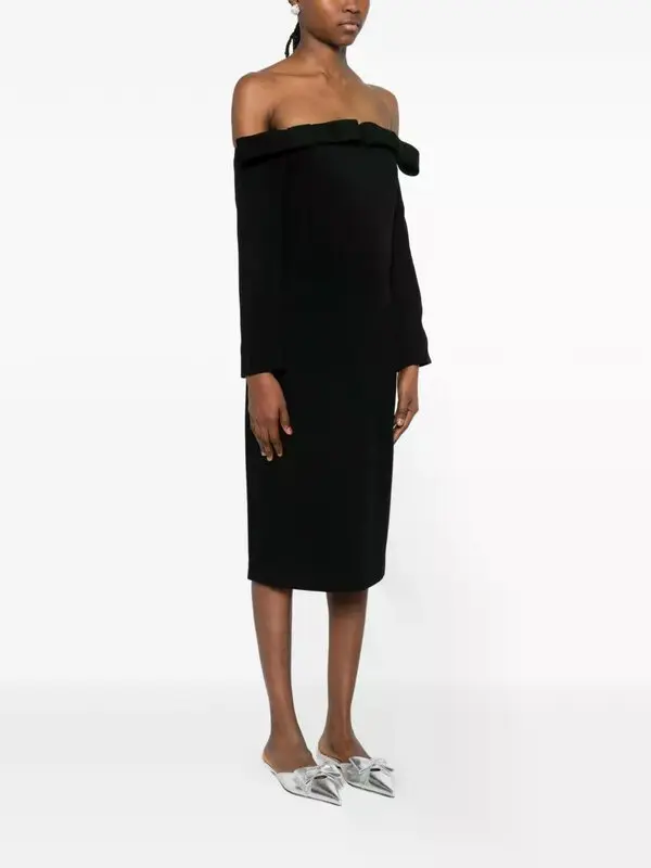 N°21 Off-shoulder Midi Dress With Long Sleeves
