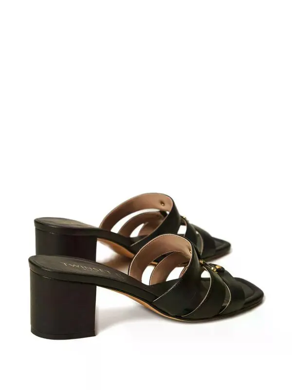 TWINSET Leather Mules With Logo Detail