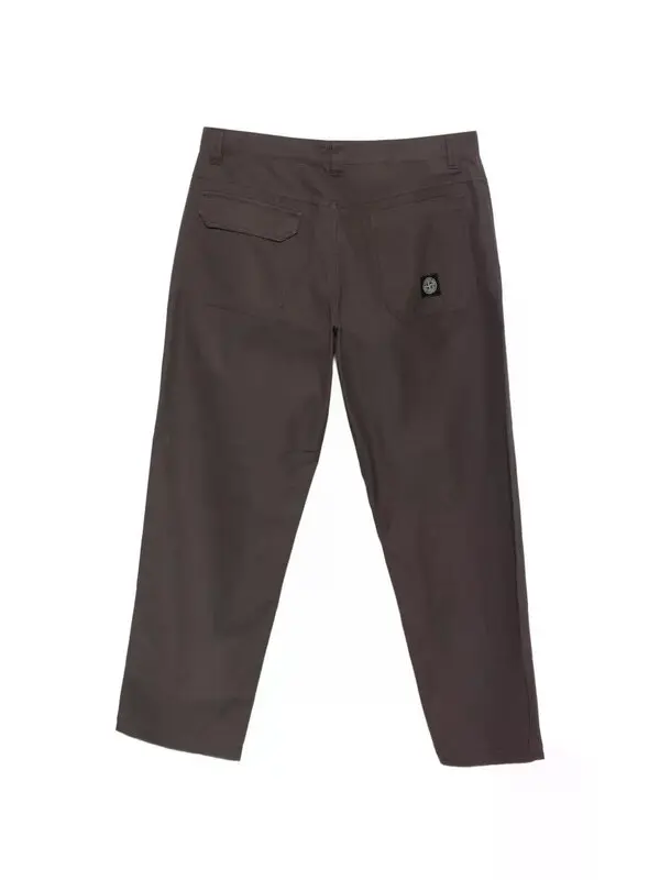 Stone Island Logo Patch Cotton Canvas Trousers - Grey