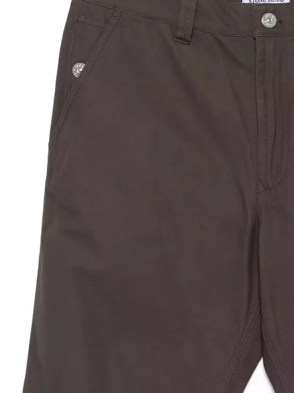 Stone Island Logo Patch Cotton Canvas Trousers
