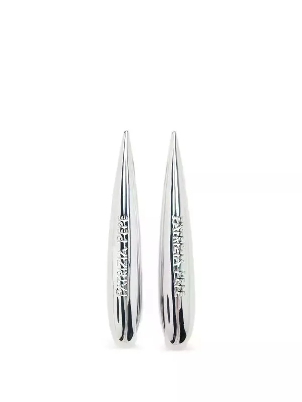 Patrizia Pepe Tone Logo-engraved Drop Earrings - Silver