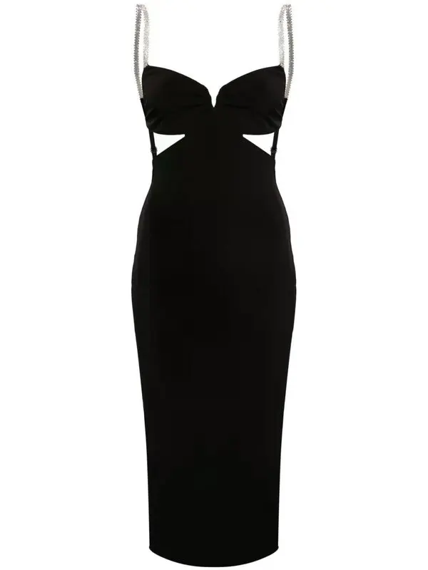 NISSA Open-back Jersey Midi Dress - Black