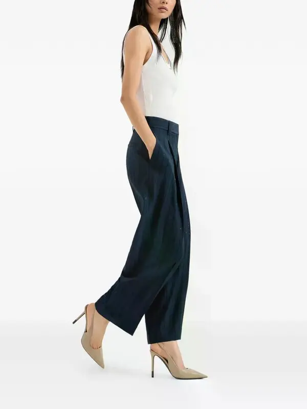 Brunello Cucinelli Chalkstripe Embellished Trousers