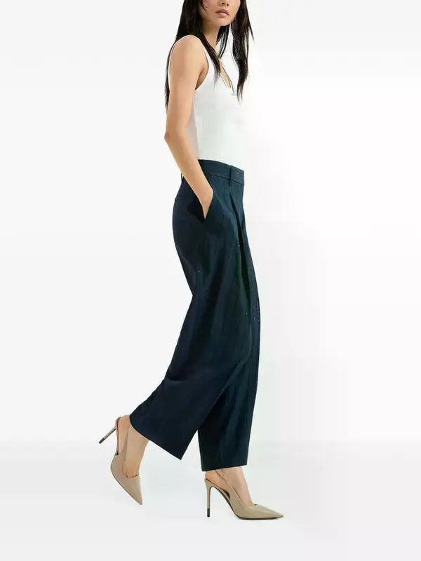 Brunello Cucinelli Chalkstripe Embellished Trousers
