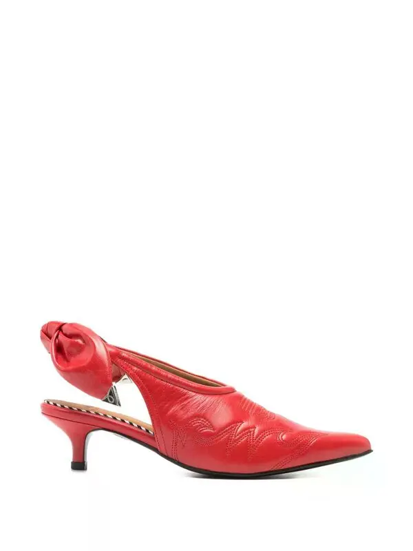 Toga Bow-embellished Leather Pumps - Red