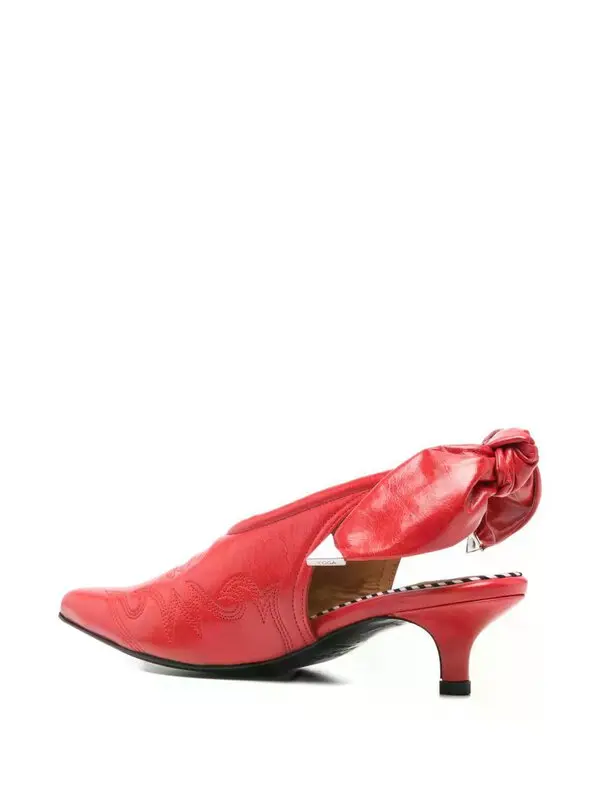 Toga Bow-embellished Leather Pumps - Red