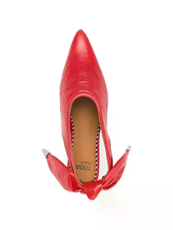 Toga Bow-embellished Leather Pumps - Red