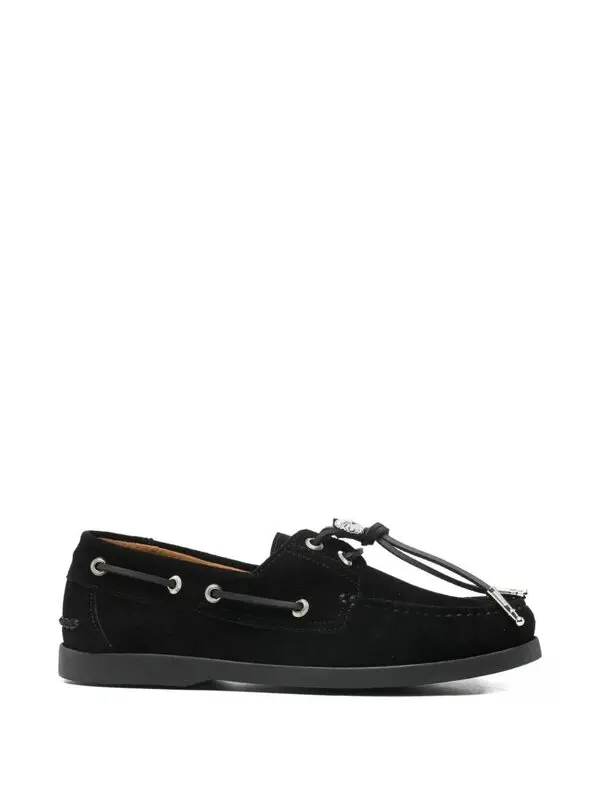 Toga Embellished Boat Shoes - Black