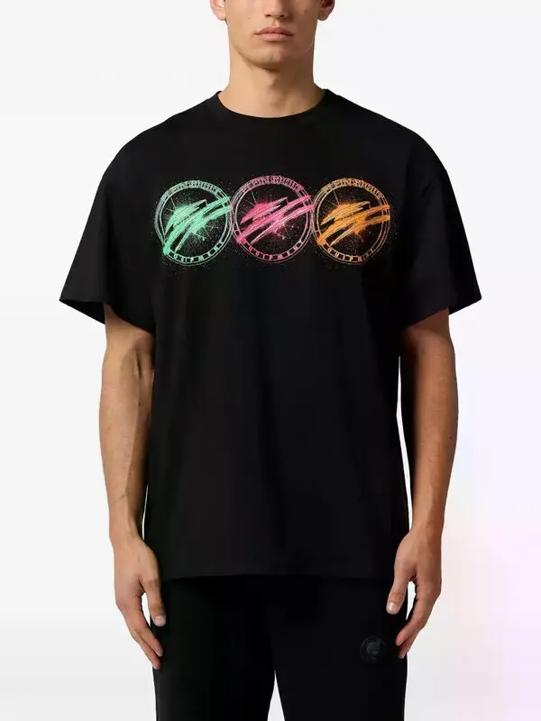 PLEIN SPORT Round Neck Scratch T-shirt - Black