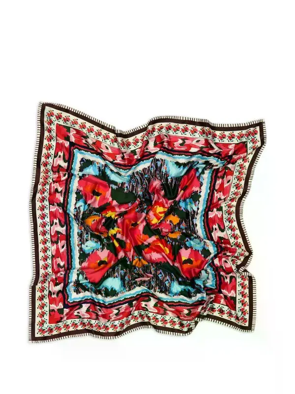 Bimba Y Lola Floral Border Scarf - Red