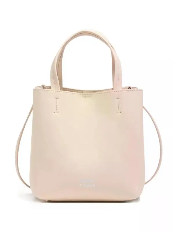 Bimba Y Lola Small Leather Tote Bag With Top Handle And Detachable Shoulder Strap - Neutrals
