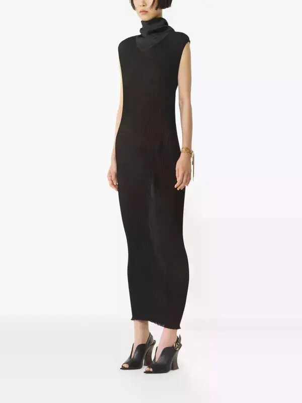 LANVIN Ribbed Scarf-neck Midi Dress