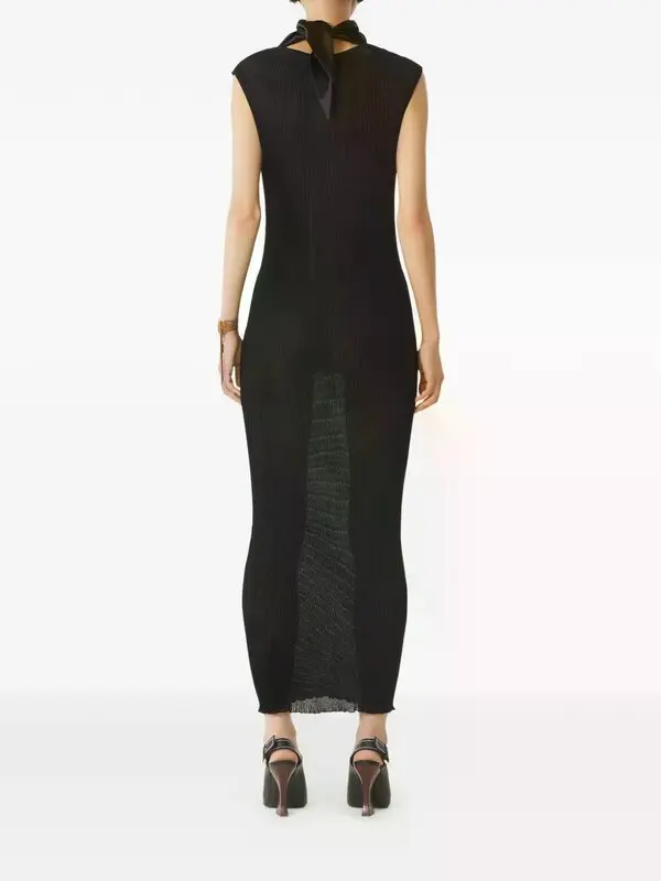 LANVIN Ribbed Scarf-neck Midi Dress
