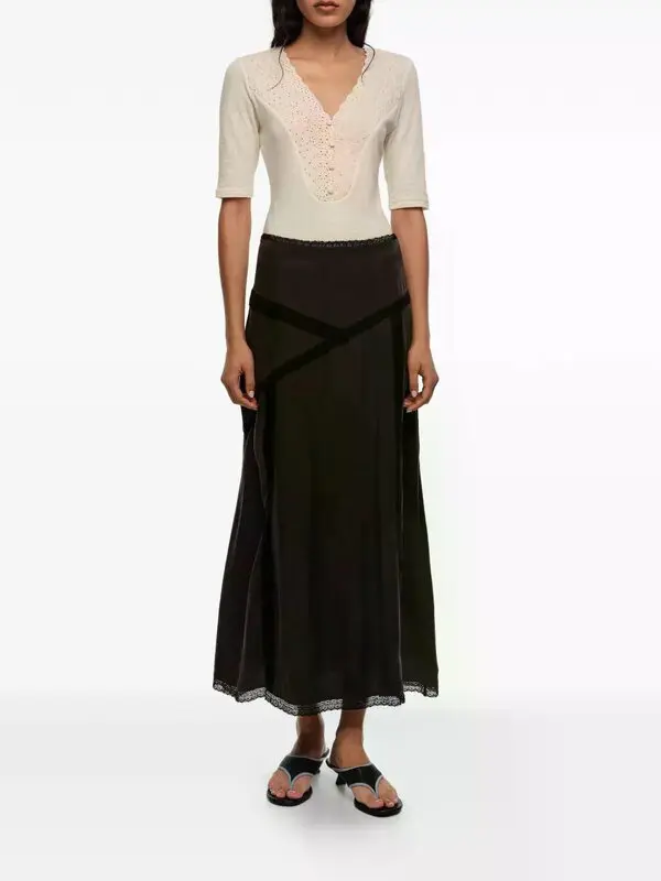 Bimba Y Lola Lace Trim Midi Skirt