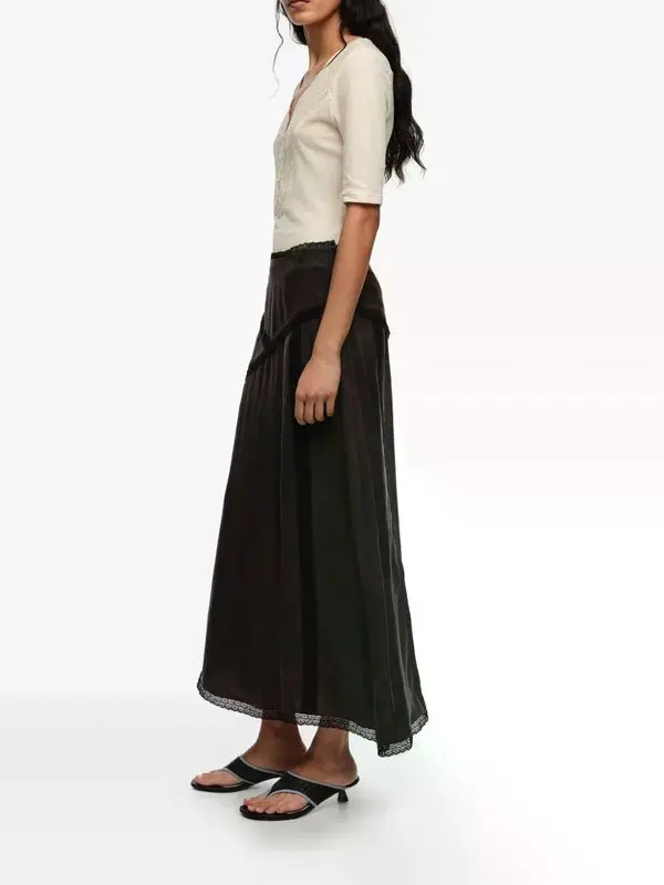 Bimba Y Lola Lace Trim Midi Skirt