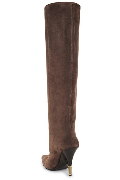 Khaite Bella Knee High Boots In Suede - Ebano
