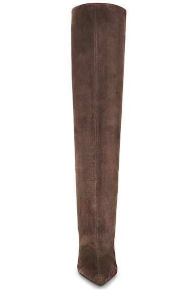 Khaite Bella Knee High Boots In Suede - Ebano
