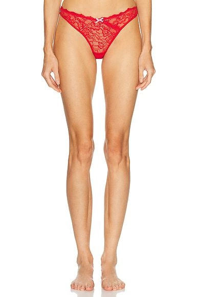 FLEUR DU MAL Bianca Lace Thong - Rouge