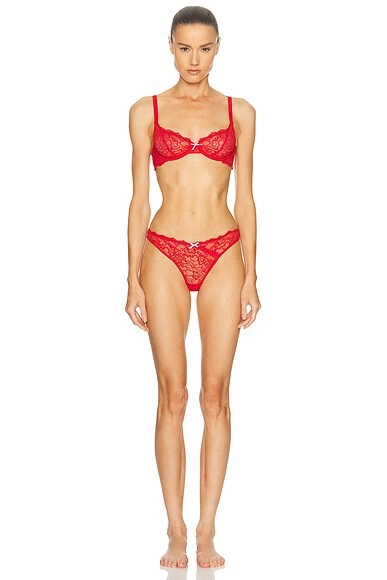 FLEUR DU MAL Bianca Lace Thong - Rouge