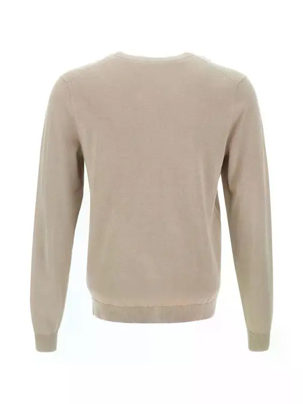 SUN 68 Crew Neck Sweater With Embroidered Logo - Neutrals