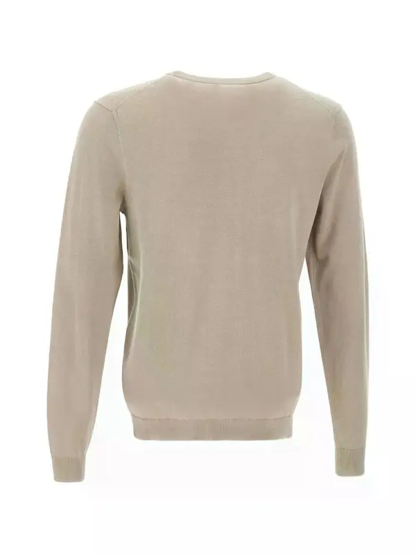 SUN 68 Crew Neck Sweater With Embroidered Logo - Neutrals