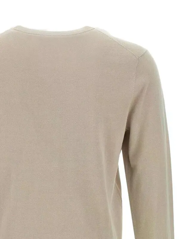SUN 68 Crew Neck Sweater With Embroidered Logo - Neutrals
