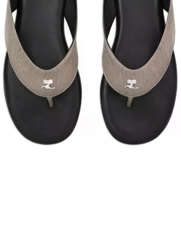 COURREGES Logo Detail Flat Sandals - Neutrals