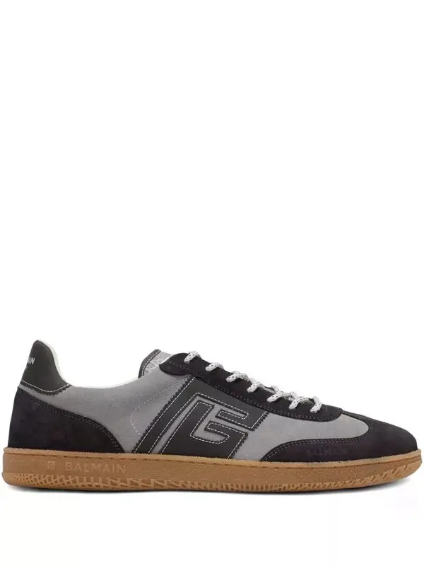 Balmain Panelled Suede And Leather Sneakers