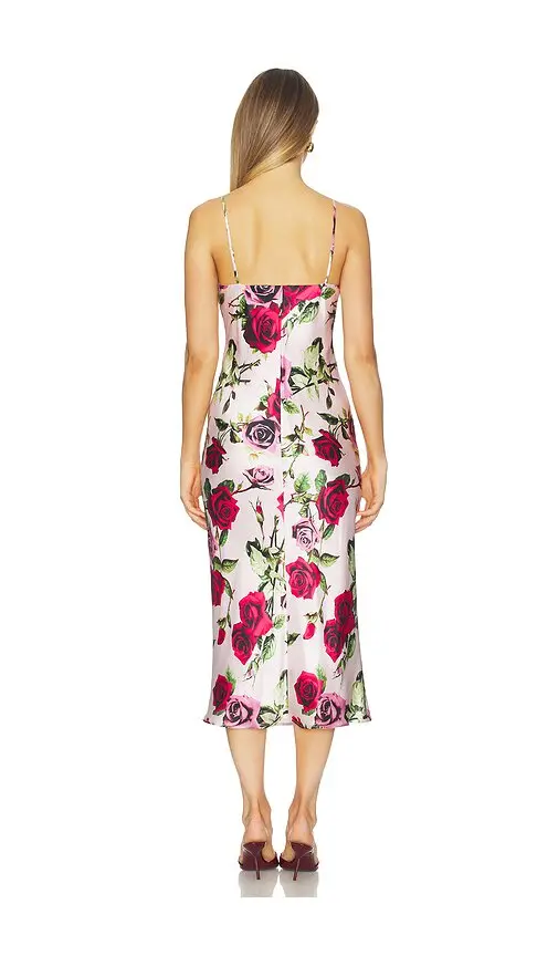 L'Agence Seridie Floral Print Silk Midi Slip Dress - Pink