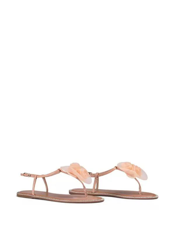 LE SILLA Flower Appliqué Flat Sandals