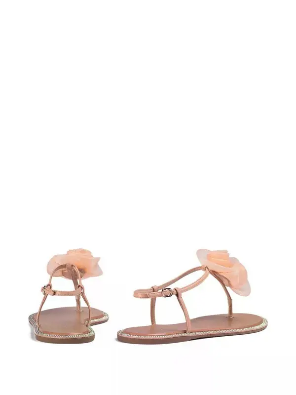LE SILLA Flower Appliqué Flat Sandals