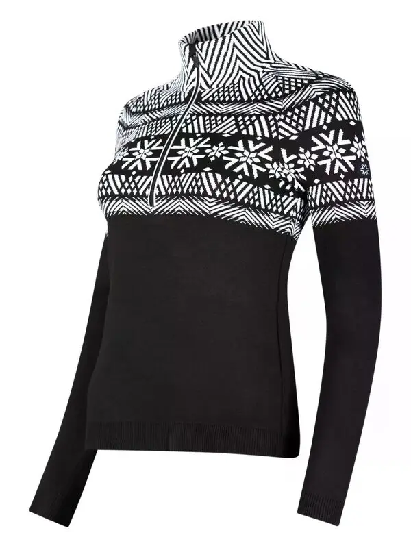 NEWLAND Geometric Pattern Zip Neck Sweater