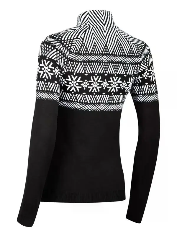 NEWLAND Geometric Pattern Zip Neck Sweater