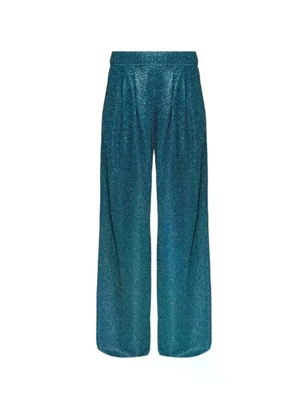 Oseree Pleated Wide-leg Trousers With Metallic Threading