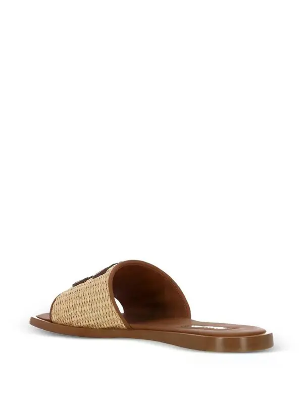 Miu Miu Logo Lettering Raffia Slides