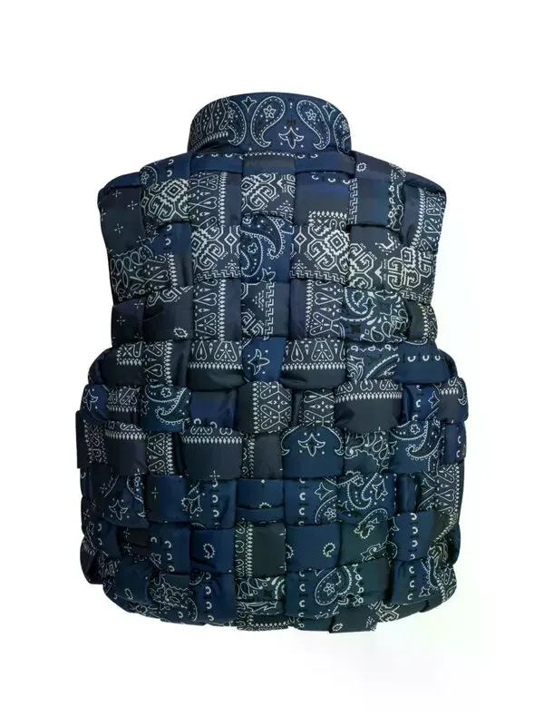 Kapital Quilted Patchwork Gilet With Embroidered Detail - Blue