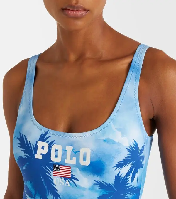 Polo Ralph Lauren Printed One Piece Swimsuit - Blue