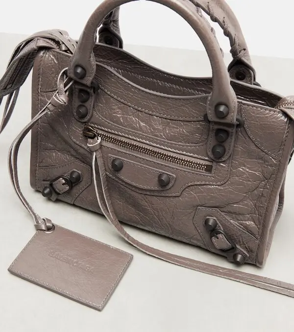 Balenciaga Le City Mini Leather Top-handle Bag - Grey
