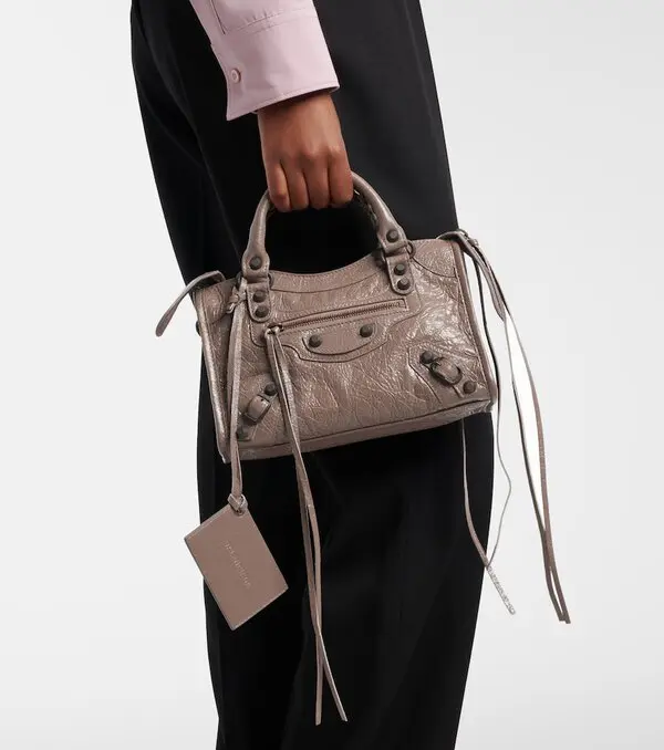 Balenciaga Le City Mini Leather Top-handle Bag - Grey