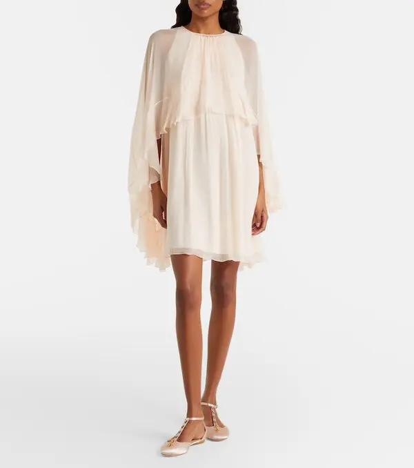 Chloé Ruffled Silk Mini Dress - Pink