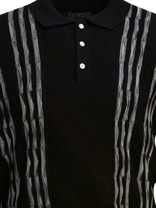 BEAMS Striped Polo Shirt - Black