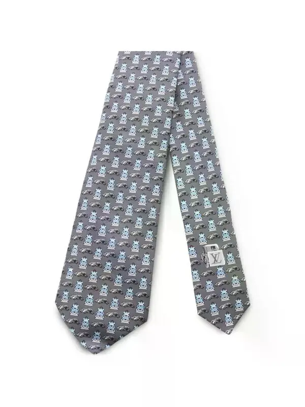 LOUIS VUITTON 2016 Globetrot Cars Silk Tie - Grey