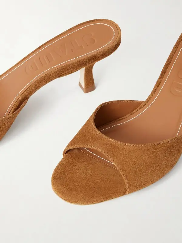 Staud Brigitte Suede Mules - Brown
